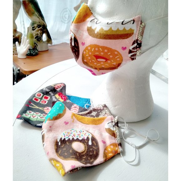 Accessories | Fun Flannel Cotton Fitted Face Mask Bundle Of 2 | Poshmark